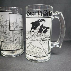 Seaworld | Dining | Vintage Sea World Set Of 2 992 Frosted Glass Mugs ...